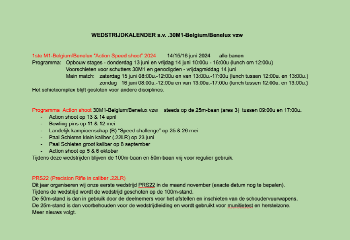 Wedstrijdkalender 2024 :: 30m1belgium